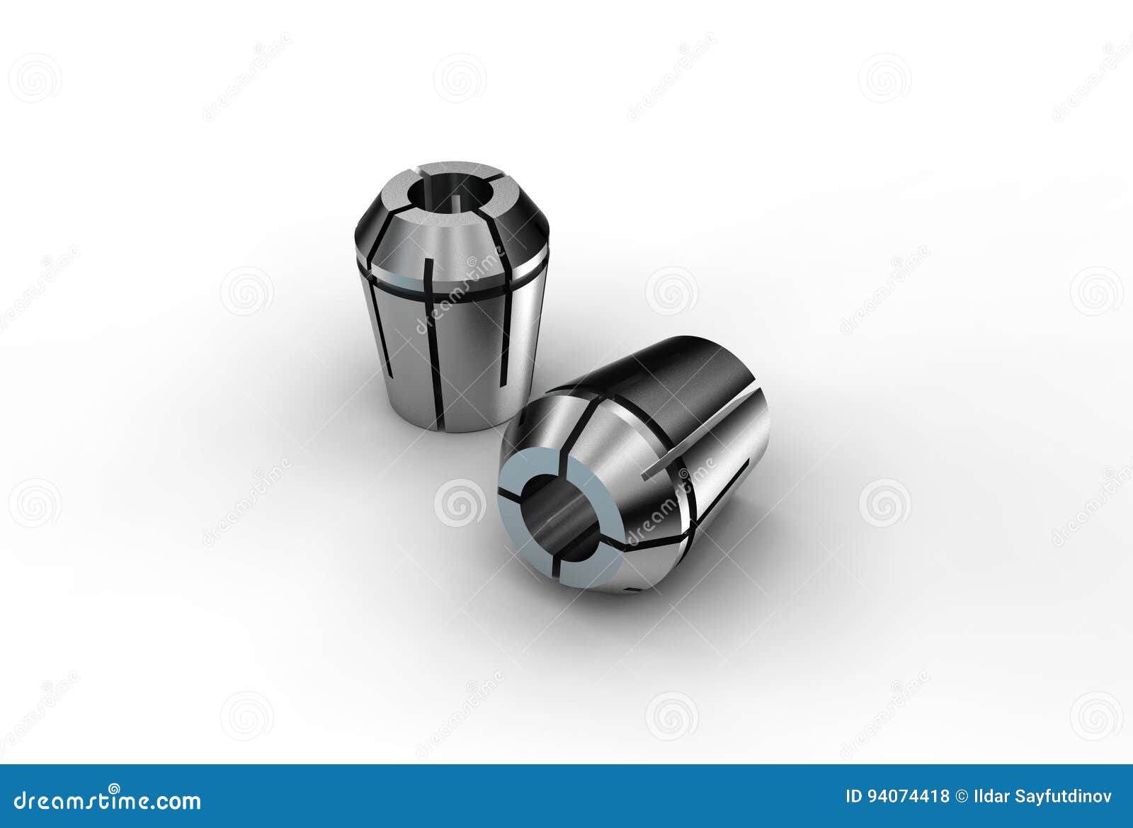 3D Illustration of Metal Collets for Instruments Stock Illustration ...