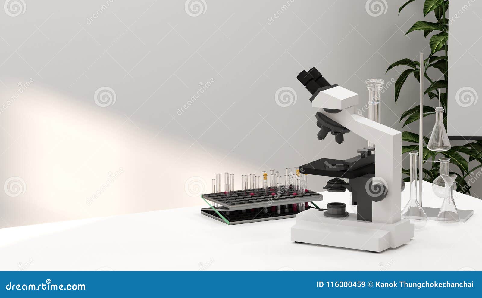 3D Illustration Microscope in Laboratory Development Research Clean ...