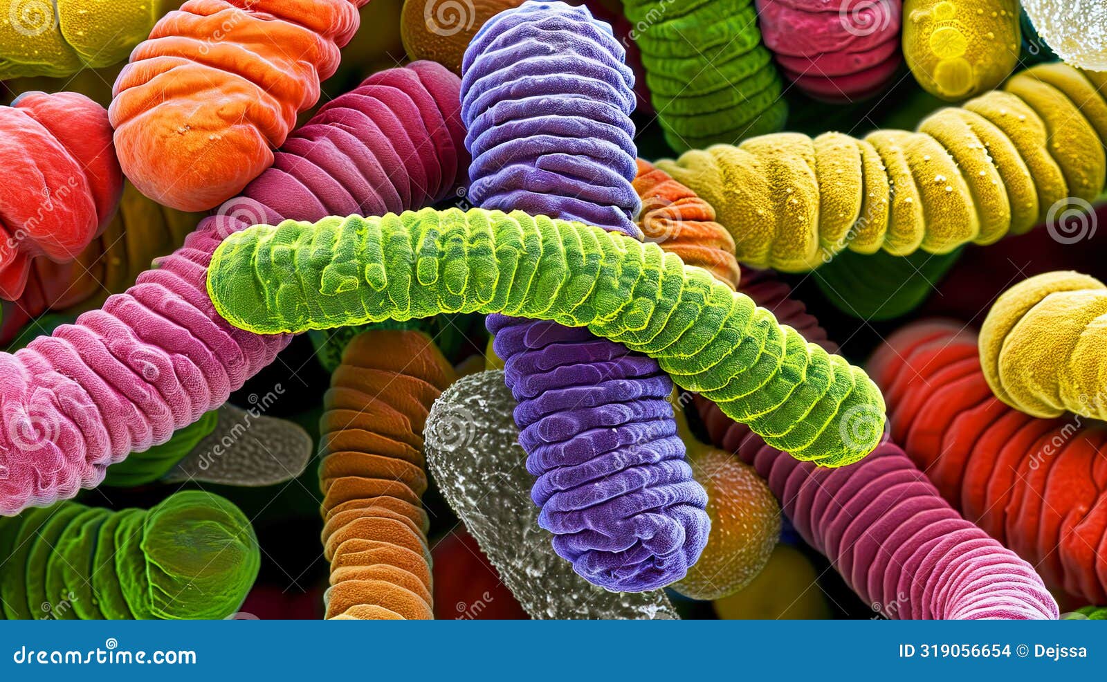 3d Illustration of a Microscopic Close Up of Group of Bacteria Stock ...