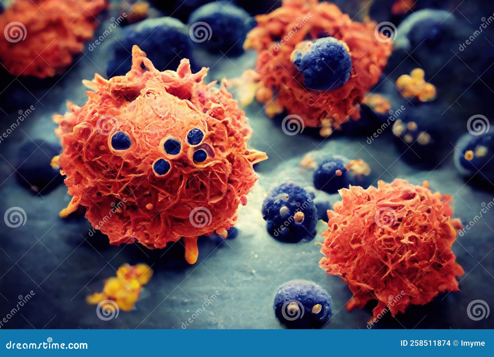 2D Illustration of Microscopic View of Bacteria and Virus Cells Stock ...
