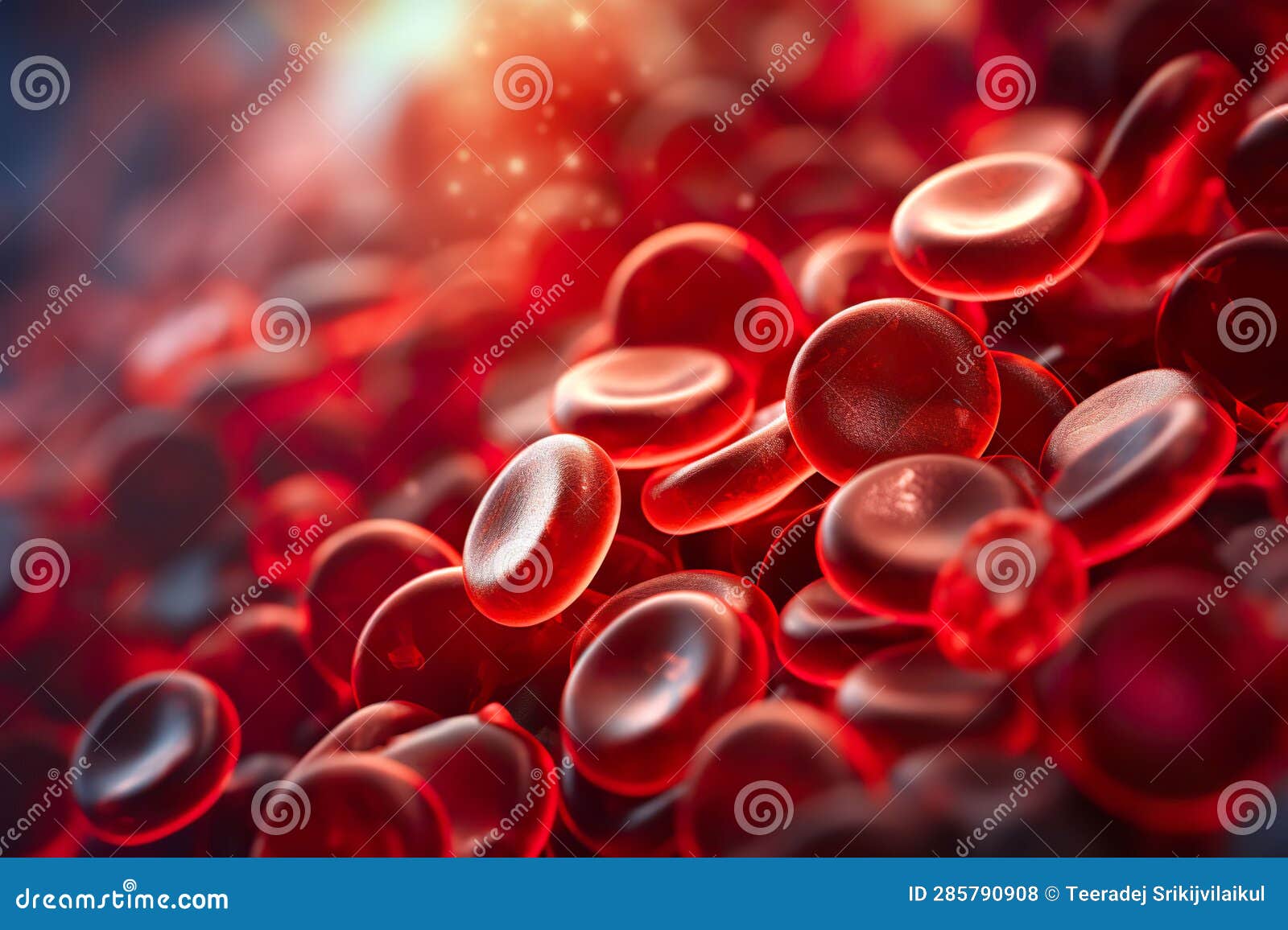 Microscopic View of Red Blood Cells. Illustration by Generative AI ...