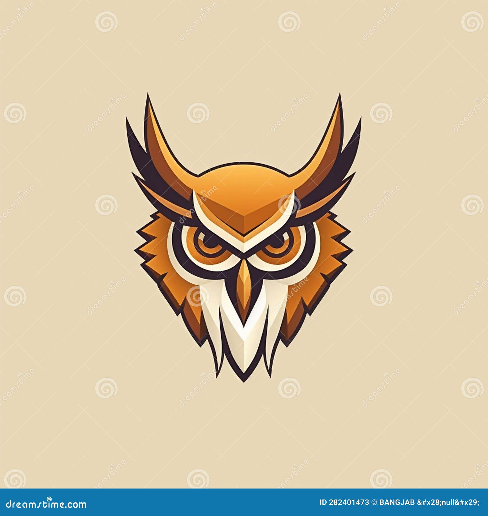 2D Illustration of a Minimalist Owl Logo Stock Illustration ...