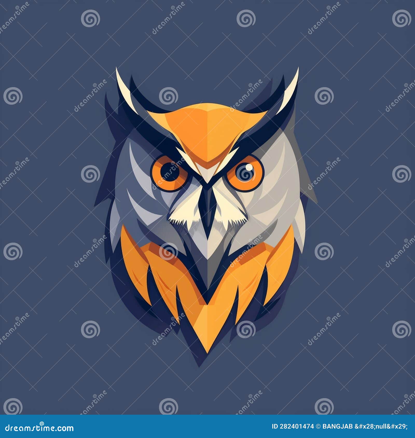 2D Illustration of a Minimalist Owl Logo Stock Illustration ...