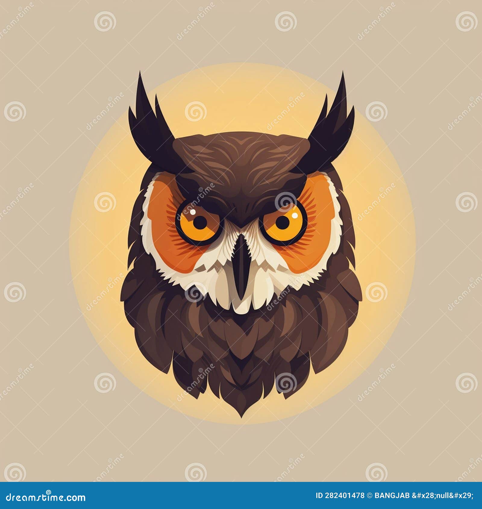 2D Illustration of a Minimalist Owl Logo Stock Illustration ...