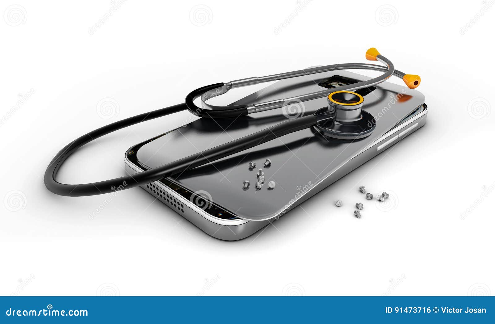 3D Illustration, Mobile Phone Repair. Broken Mobile Phone With ...