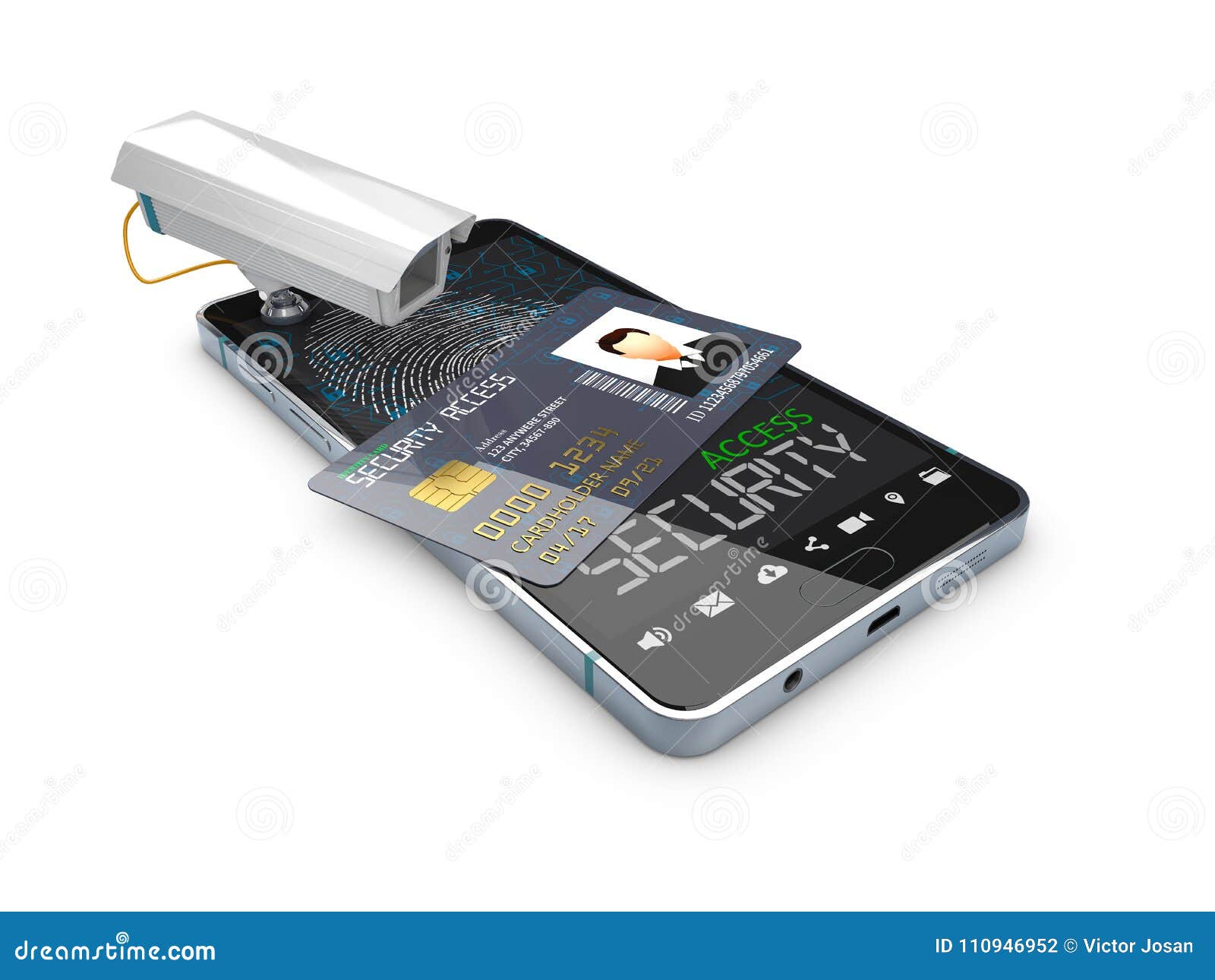 3d Illustration of Mobile Phone Security, Isolated White Stock ...