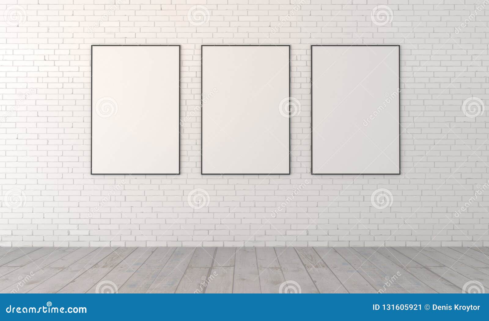 Mokap with three paintings stock illustration. Illustration of ...