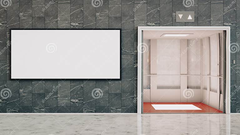 3D Illustration. Mockup Billboard and Two Elevators. Useful for Your ...