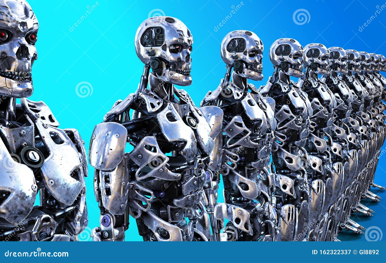 Models of Many Robotic Cyborg Servants Stock Illustration ...