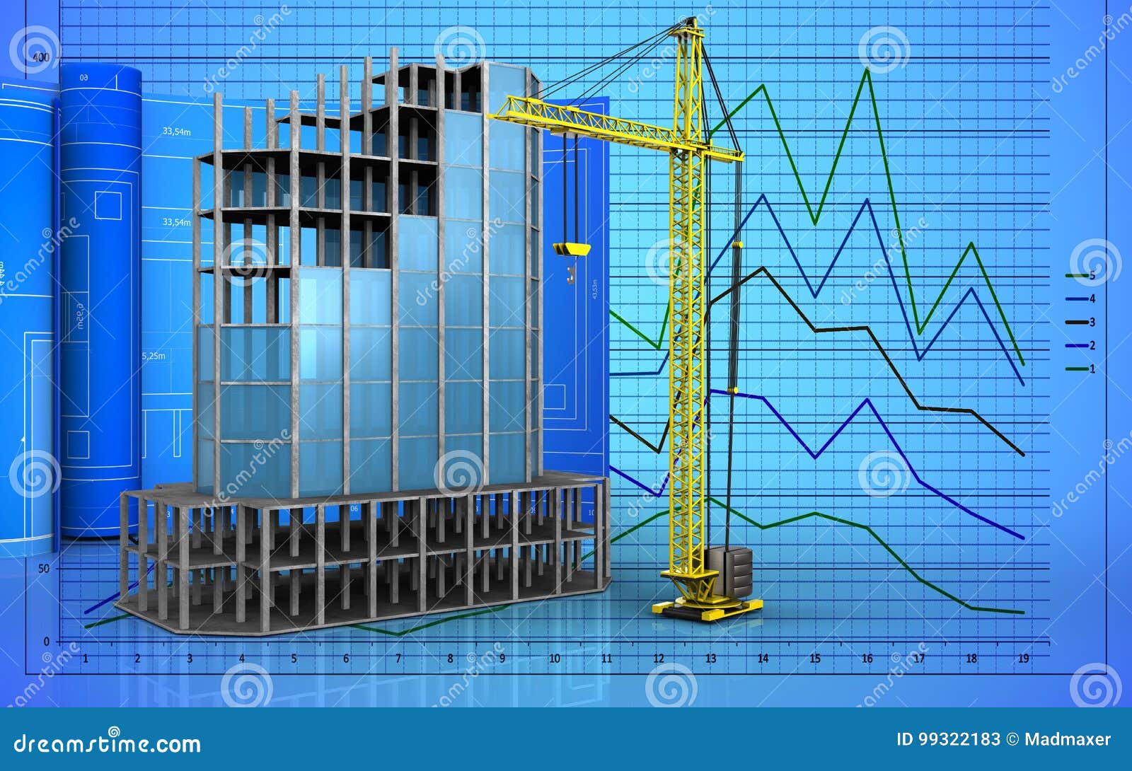 3d of Modern Building Frame Stock Illustration - Illustration of ...
