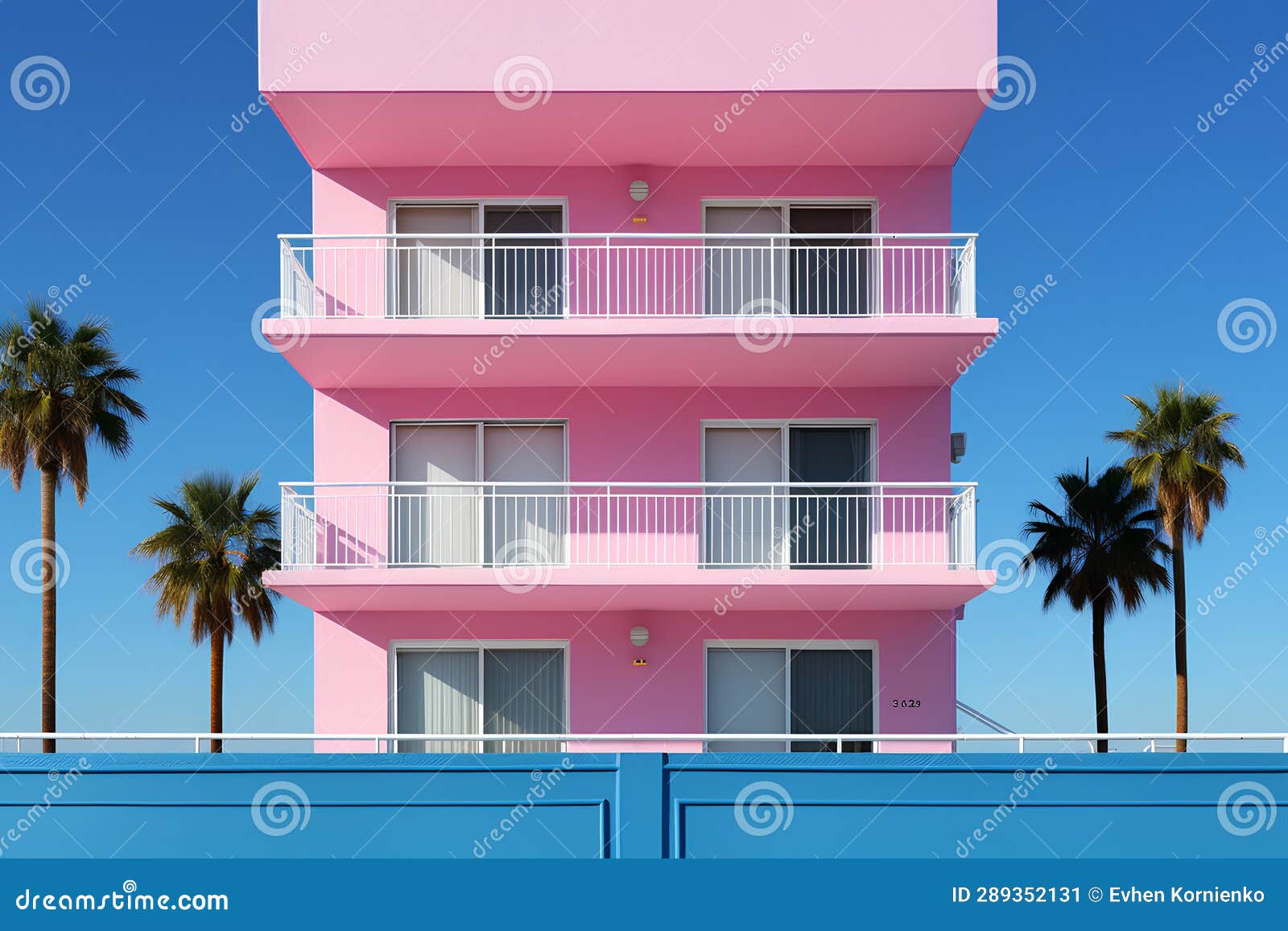 3 D Illustration of Modern Building with Pink Facade Stock Illustration ...