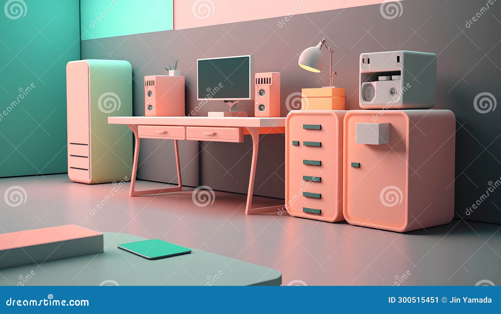 3d Illustration of Modern Interior Design of a Room with a Computer ...