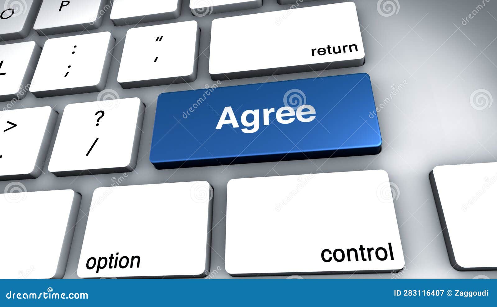 3D Illustration of Modern Keyboard with the Word Agree Stock ...