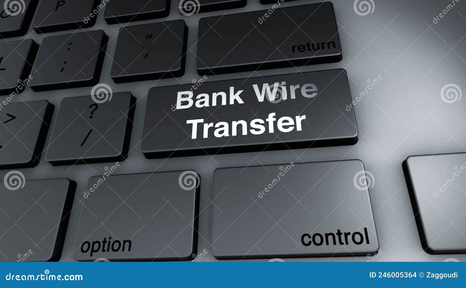 3D Illustration of Modern Keyboard with the Word Bank Wire Transfer ...