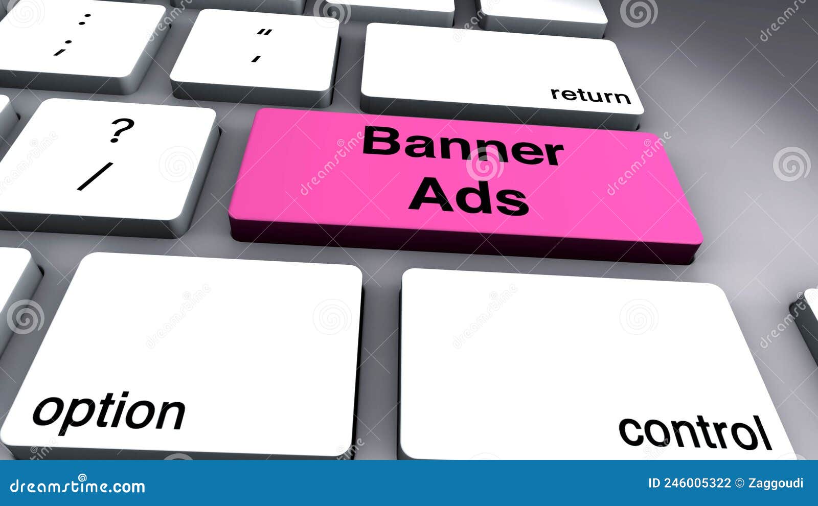 3D Illustration of Modern Keyboard with the Word Banner Ads Stock ...