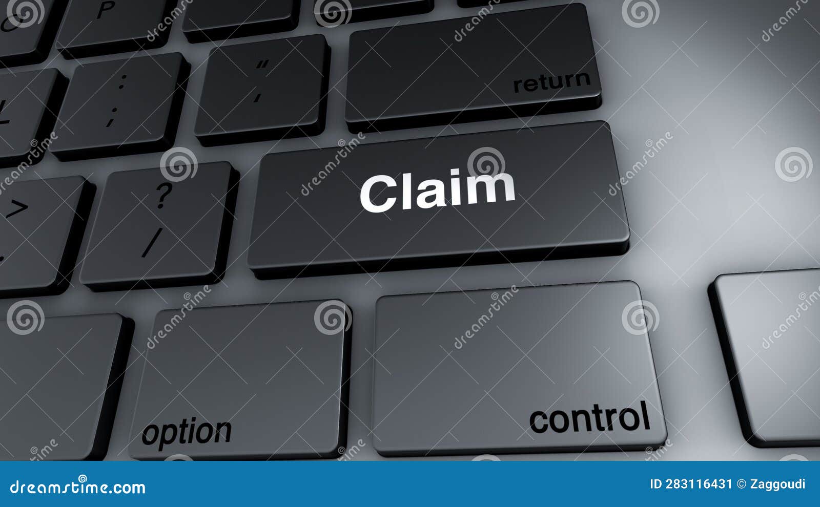 3D Illustration of Modern Keyboard with the Word Claim Stock ...