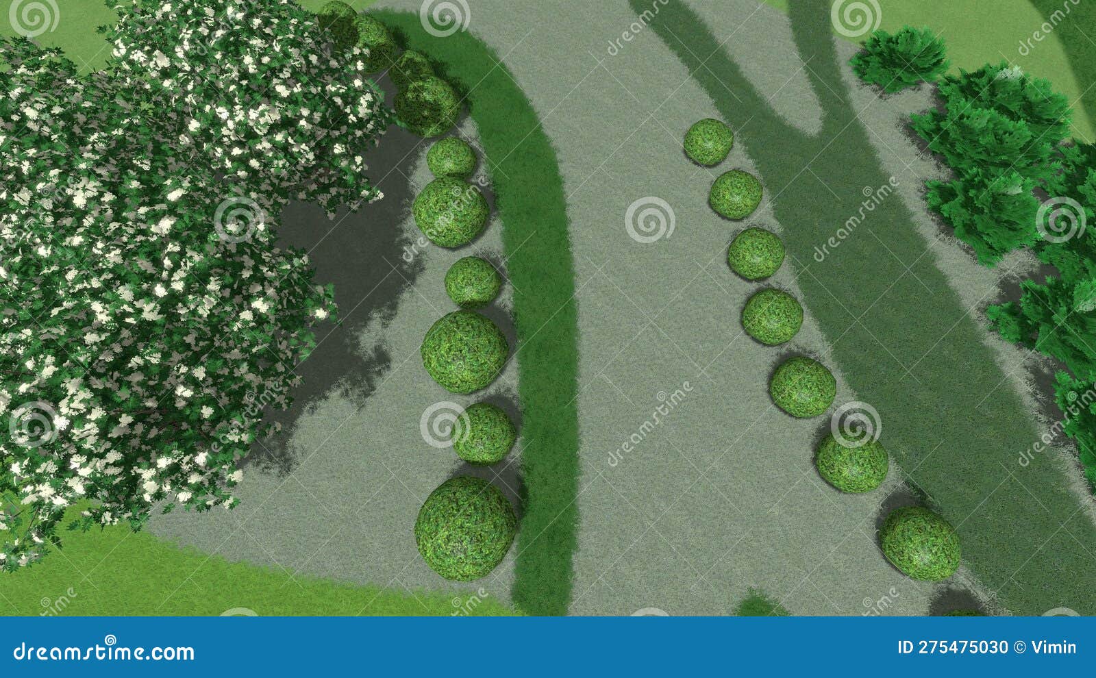 3D Illustration of Modern Landscape Architecture. Background Computer ...