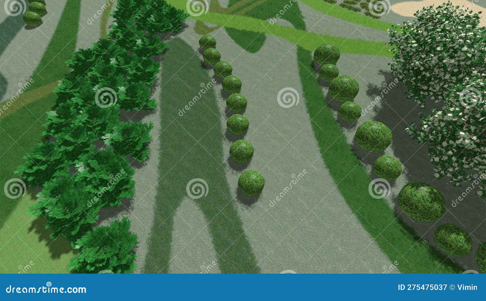 3D Illustration of Modern Landscape Architecture. Background Computer ...