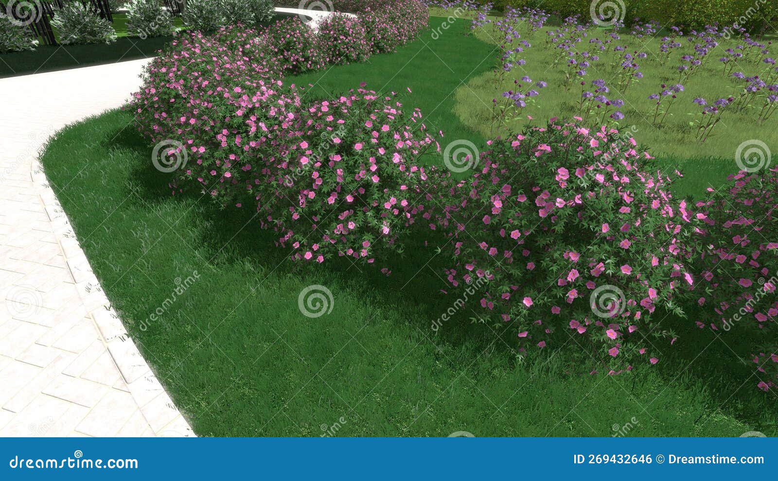 3D Illustration of a Modern Landscape Design of a City Square. Texture ...