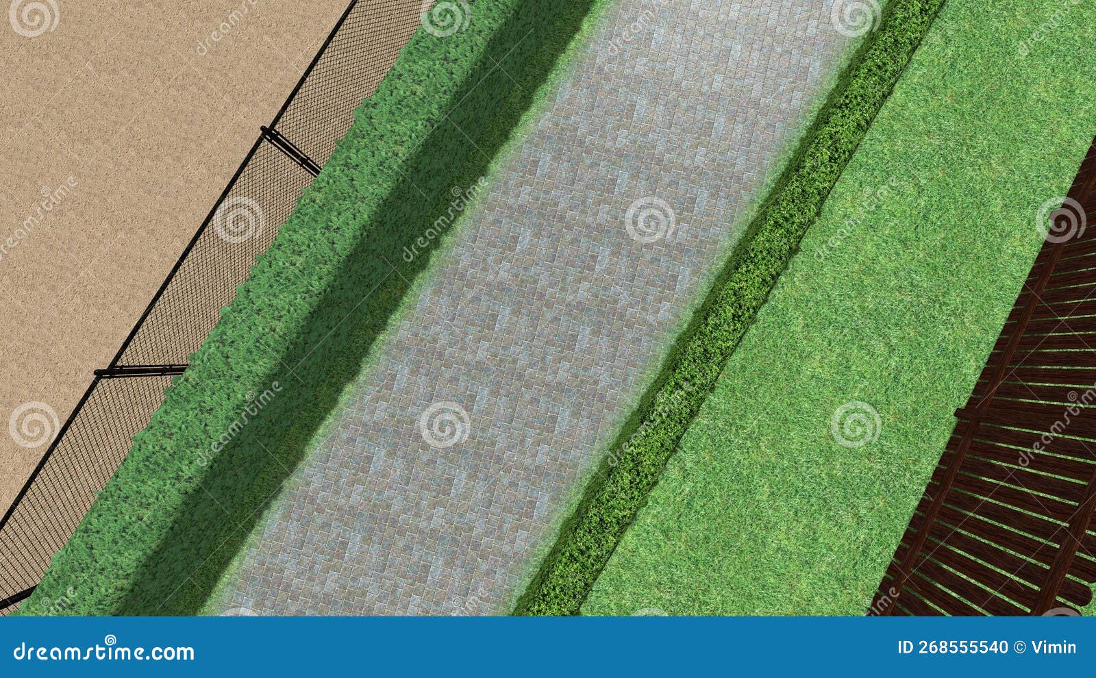 3D Illustration of a Modern Landscape Design of a City Square. Texture ...