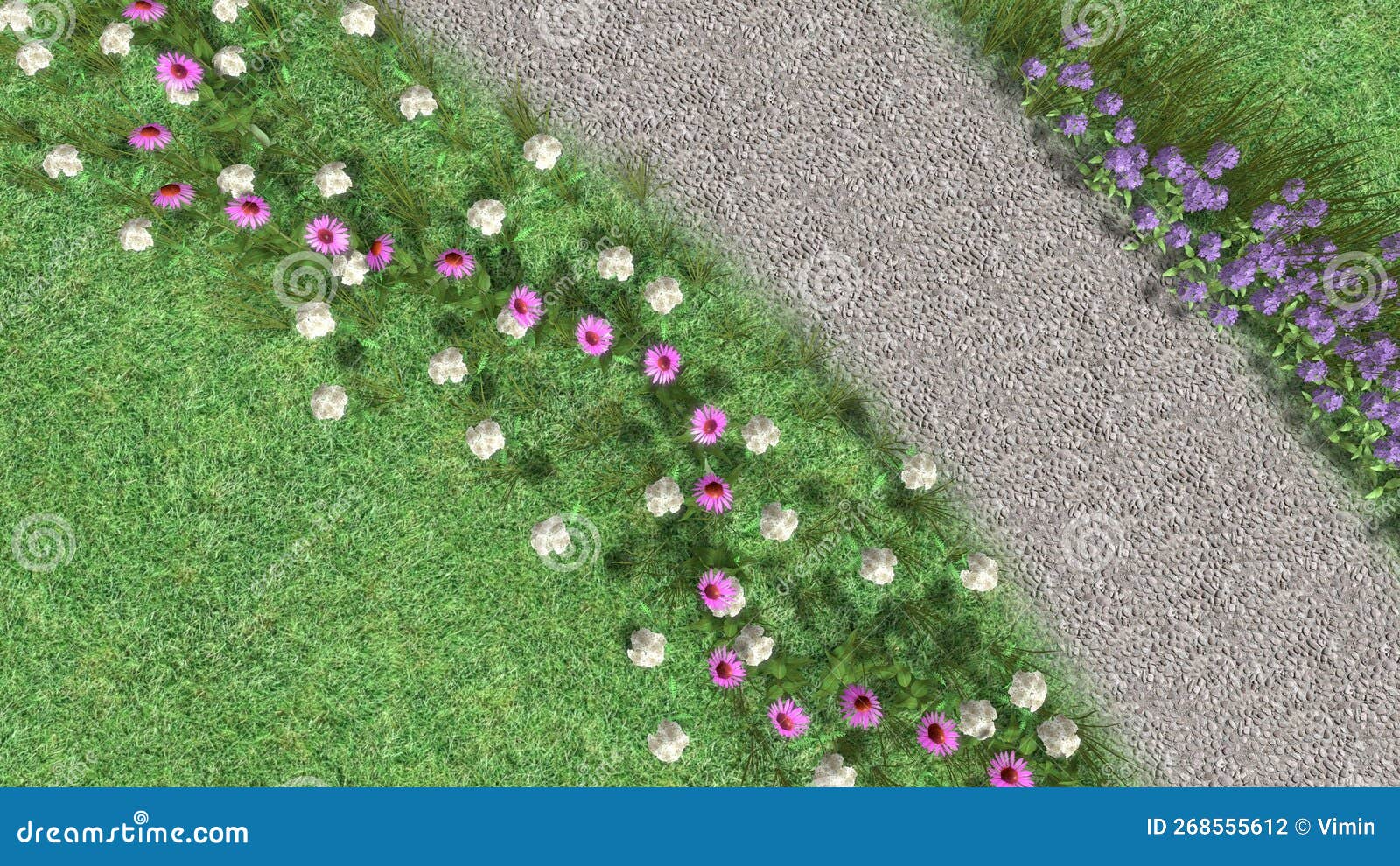 3D Illustration of a Modern Landscape Design of a City Square. Texture ...