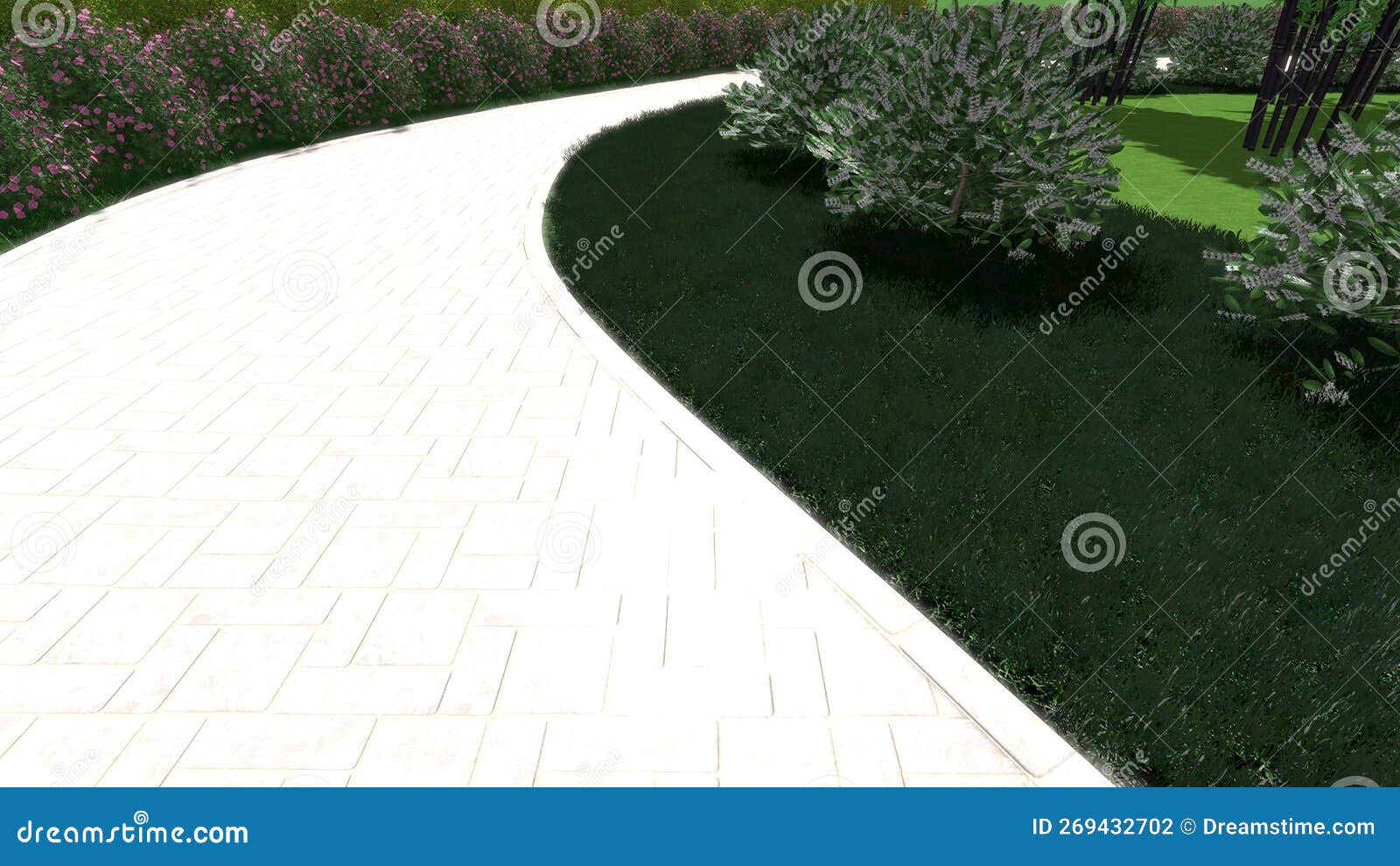 3D Illustration of a Modern Landscape Design of a City Square. Texture ...