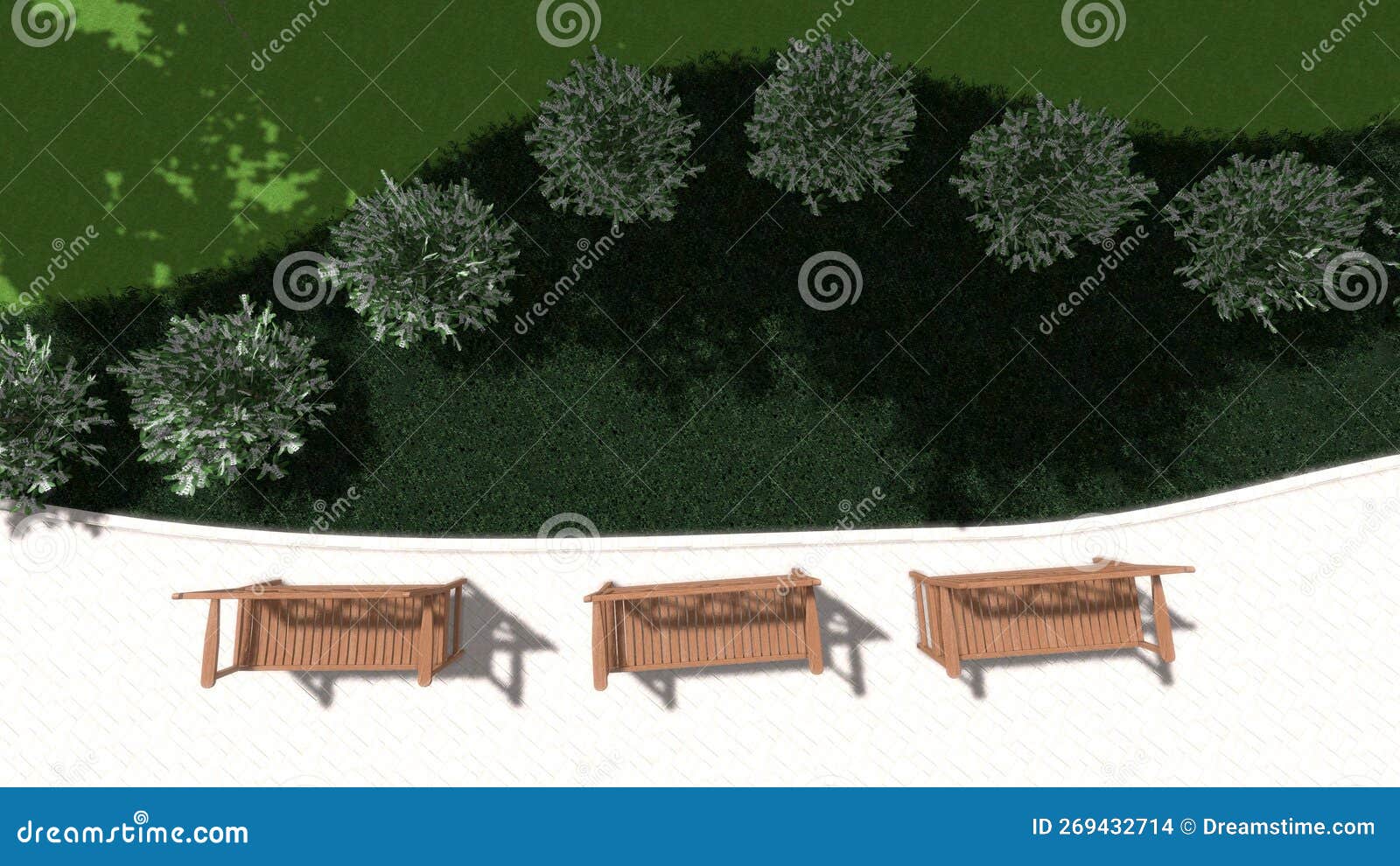 3D Illustration of a Modern Landscape Design of a City Square. Texture ...