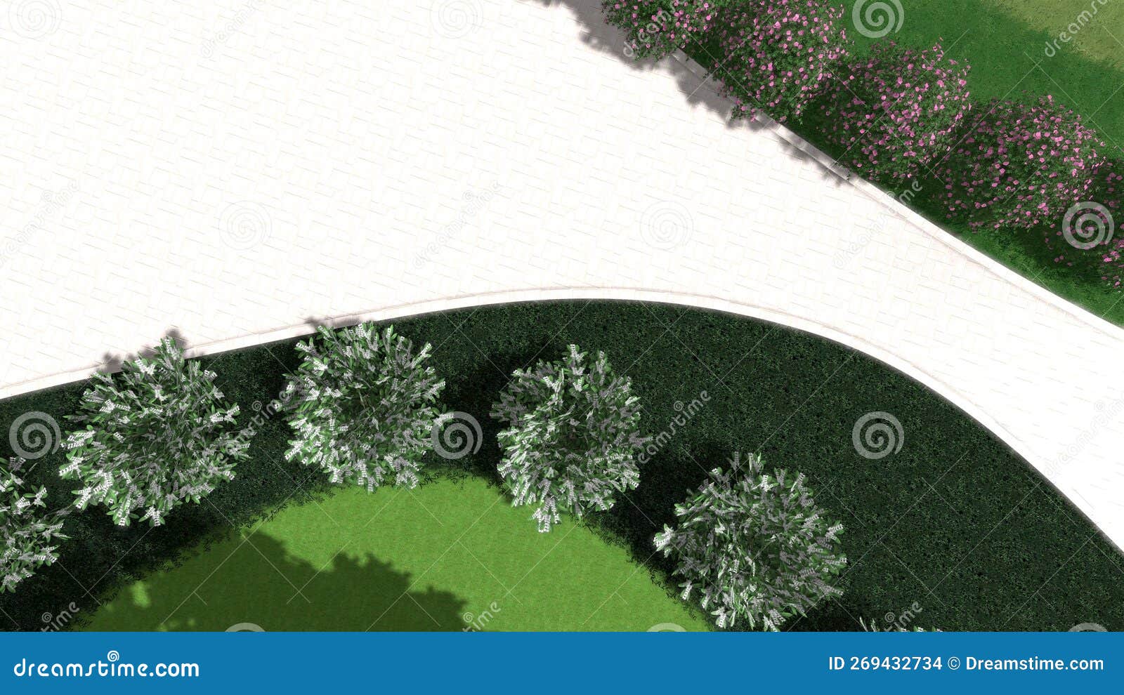 3D Illustration of a Modern Landscape Design of a City Square. Texture ...