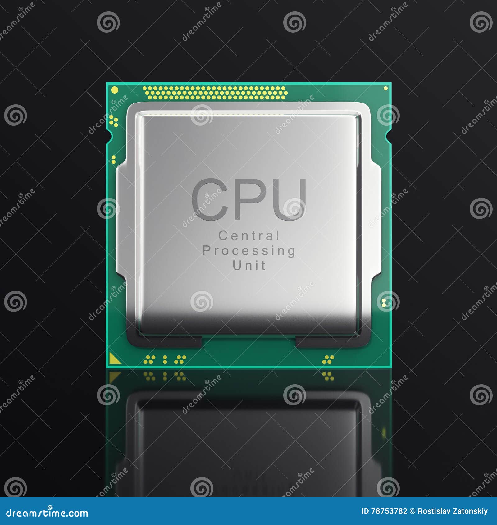 Modern Multicore CPU Isolated On White Background. 3d Illustration ...