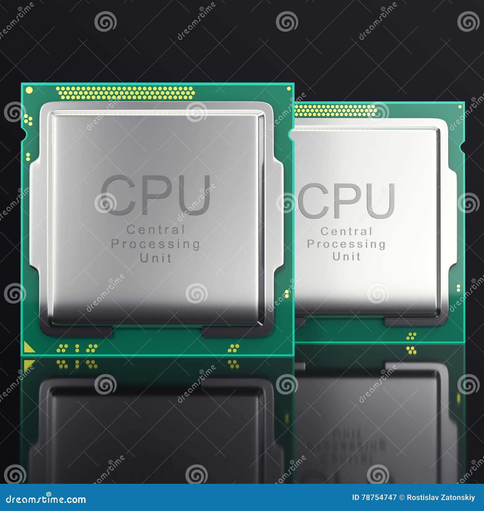Modern Multicore CPU Isolated On White Background. 3d Illustration ...