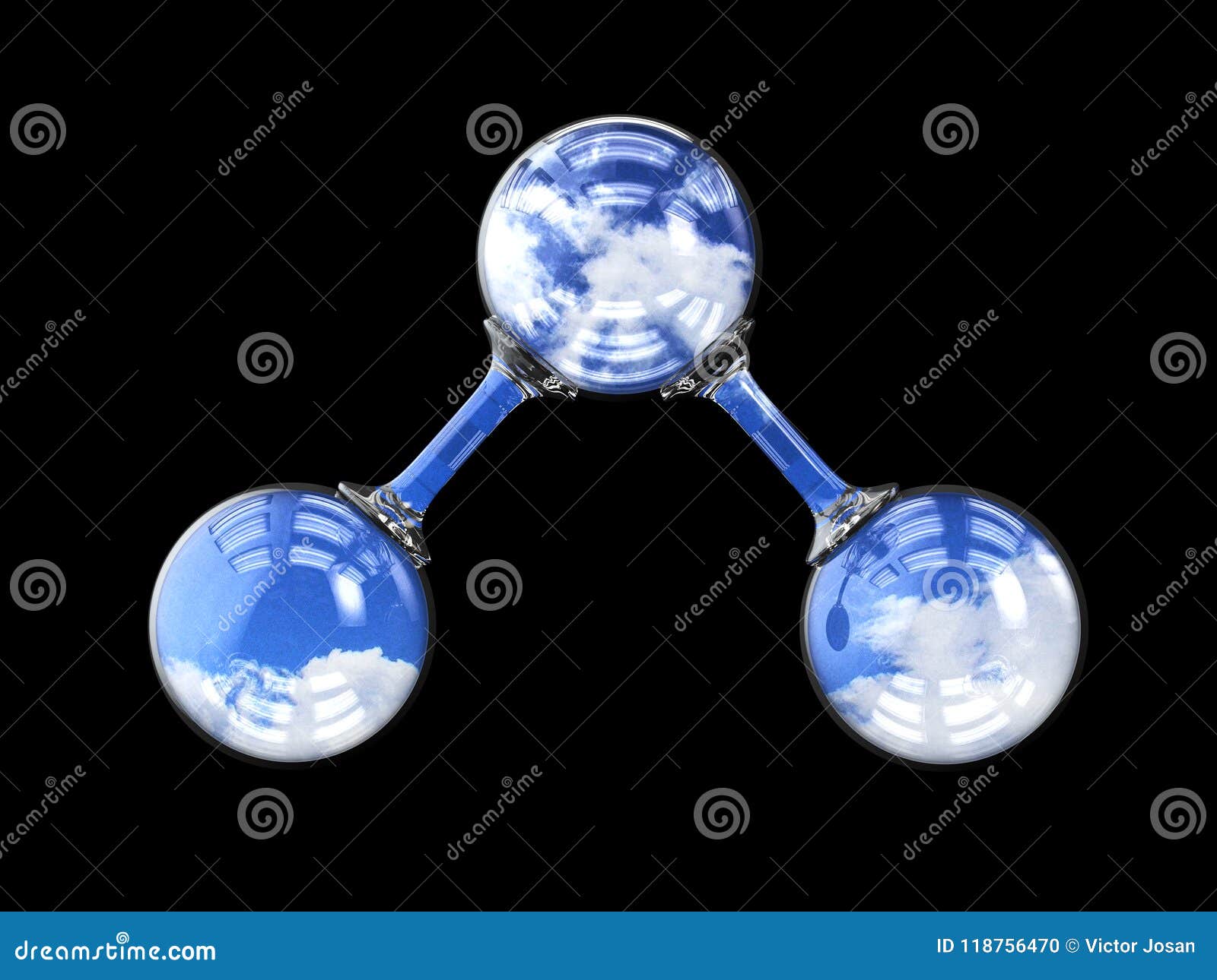 3d Illustration, Molecule of Ozone Isolated Black Stock Illustration ...