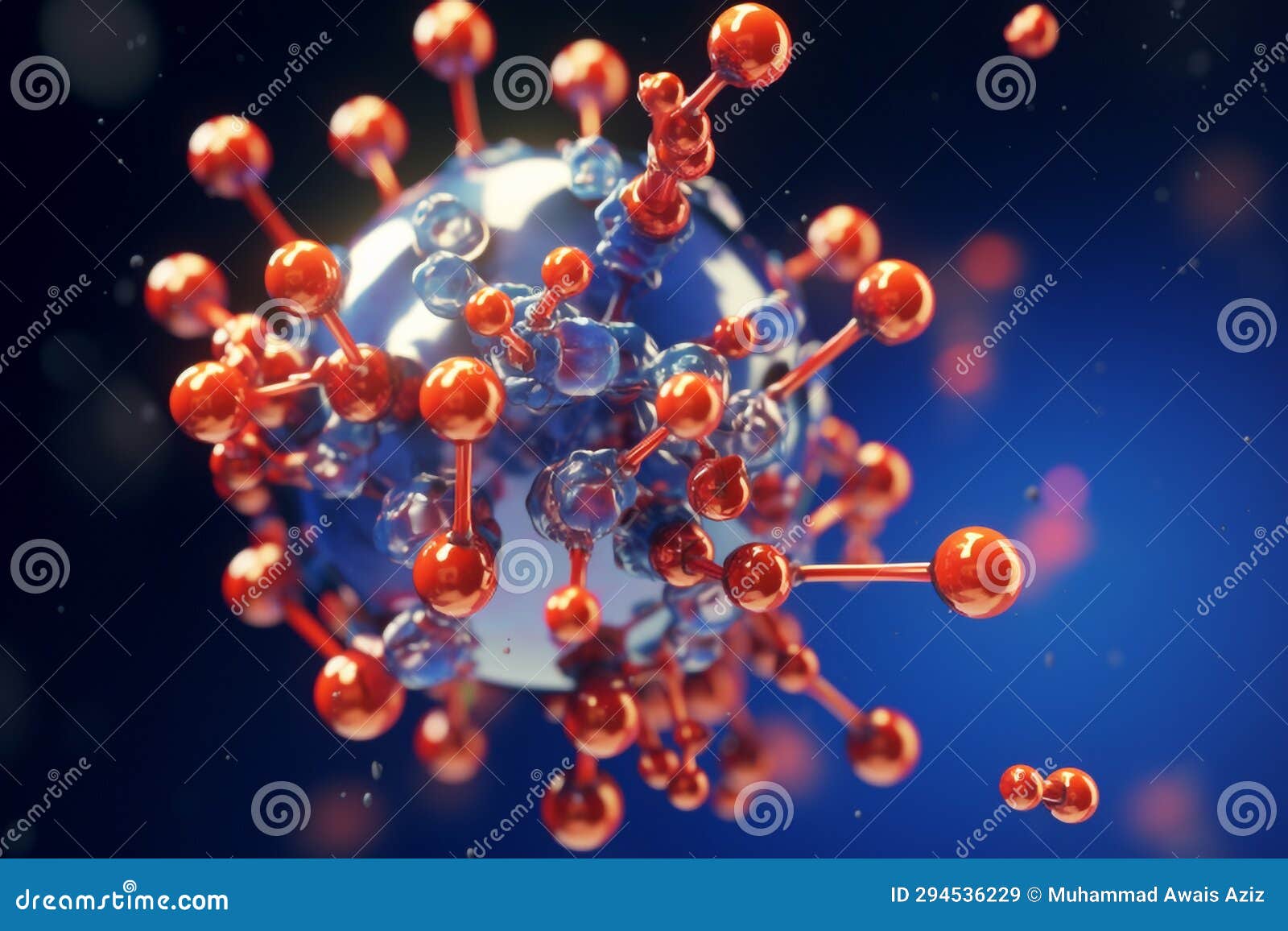 3d Illustration of Molecule Structure with Virus Stock Illustration ...