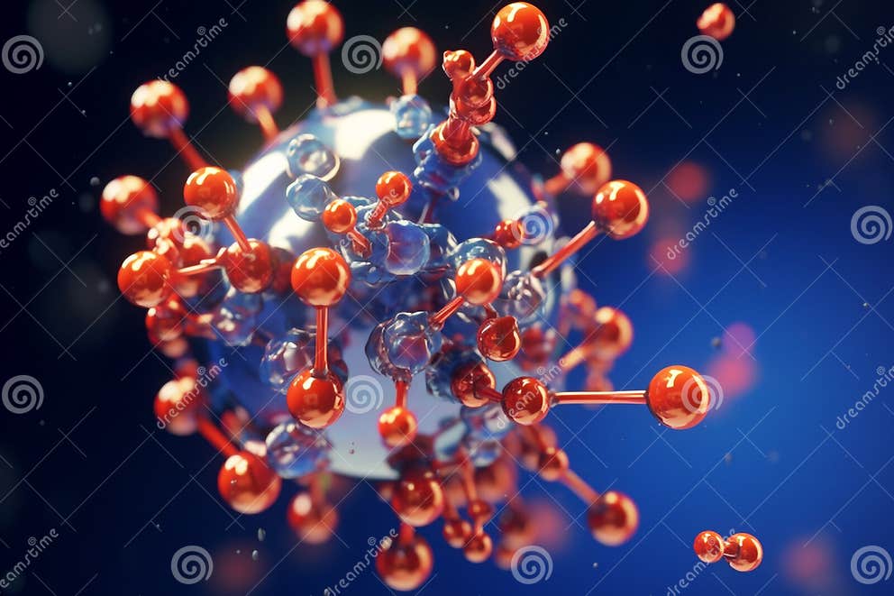 3d Illustration of Molecule Structure with Virus Stock Illustration ...
