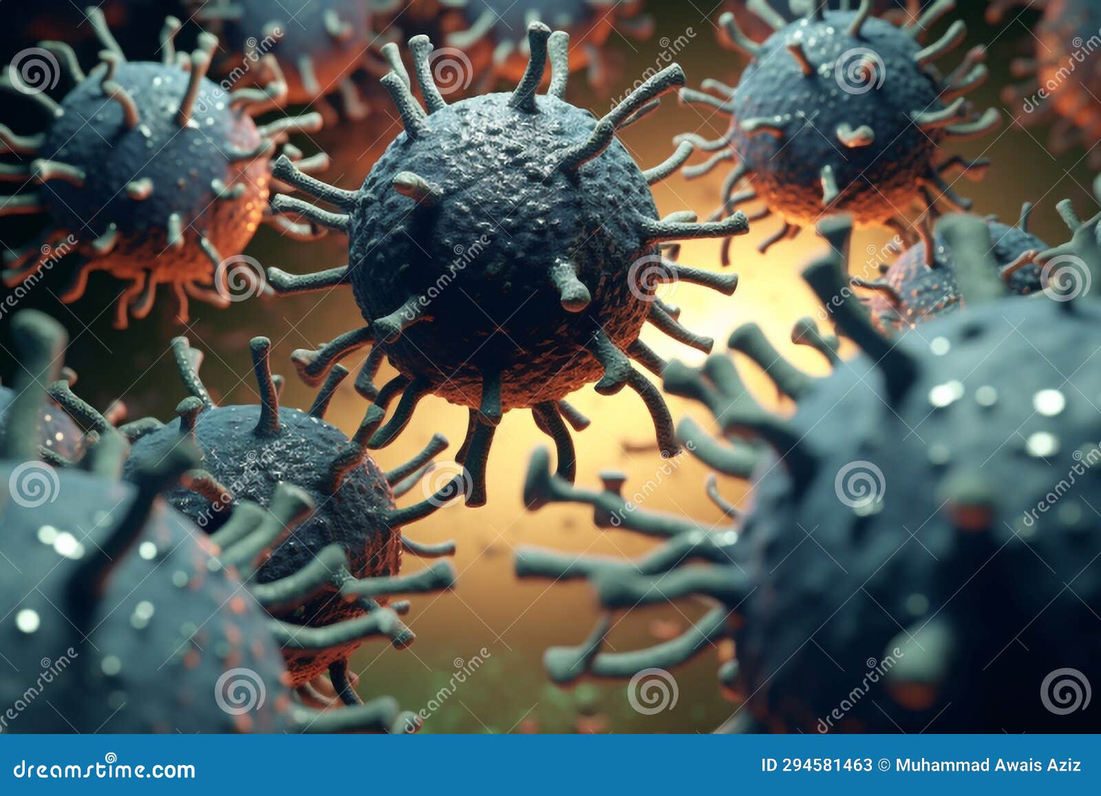 3d Illustration of Molecule Structure with Virus Stock Illustration ...