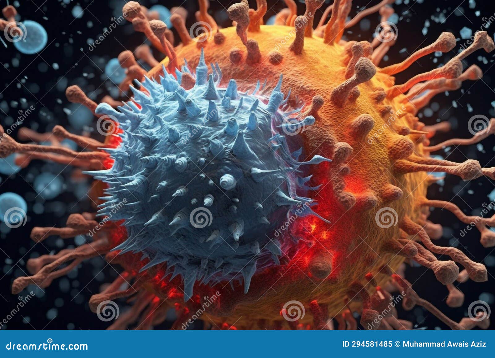 3d Illustration of Molecule Structure with Virus Stock Illustration ...