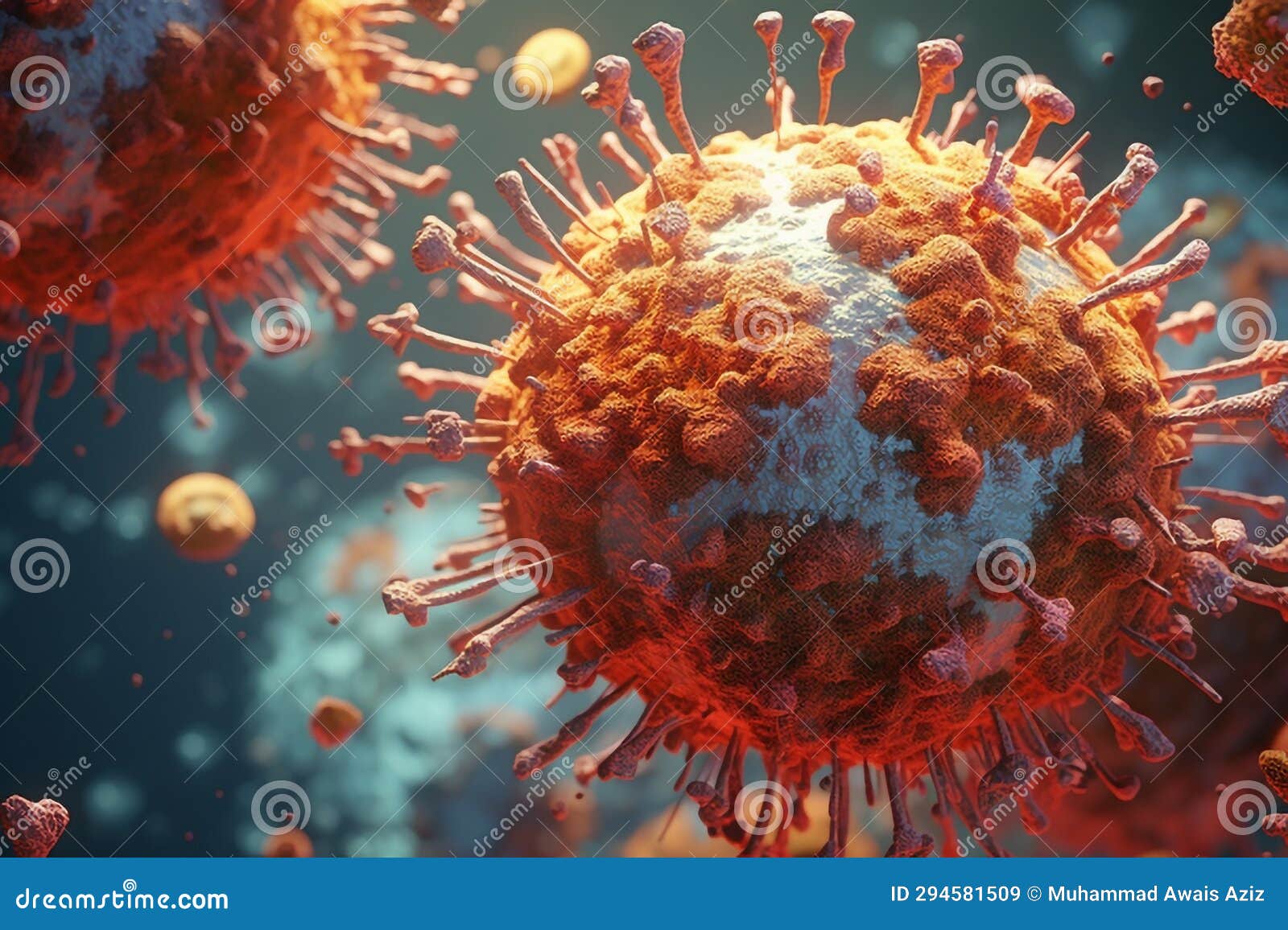 3d Illustration of Molecule Structure with Virus Stock Illustration ...