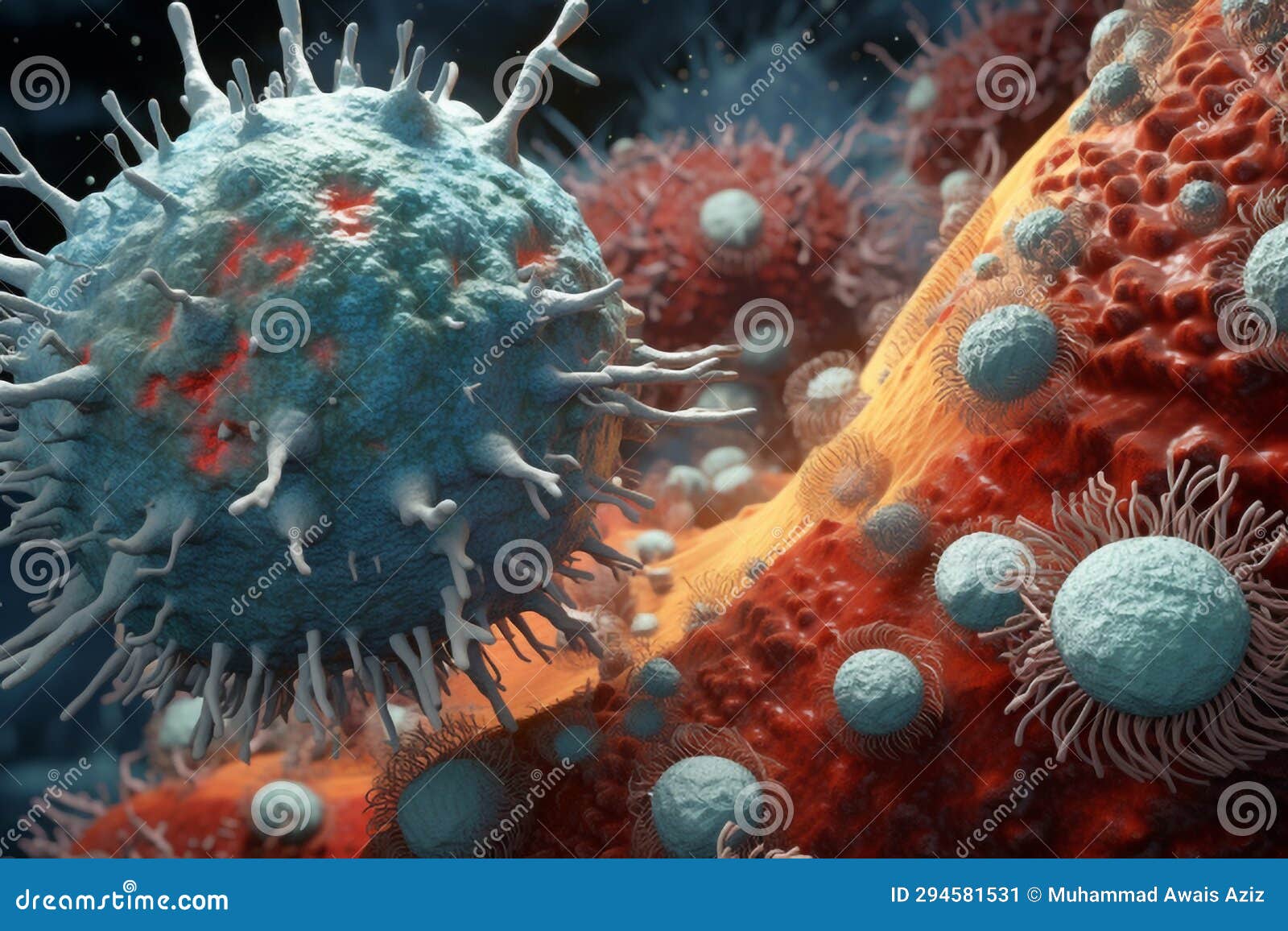 3d Illustration of Molecule Structure with Virus Stock Illustration ...