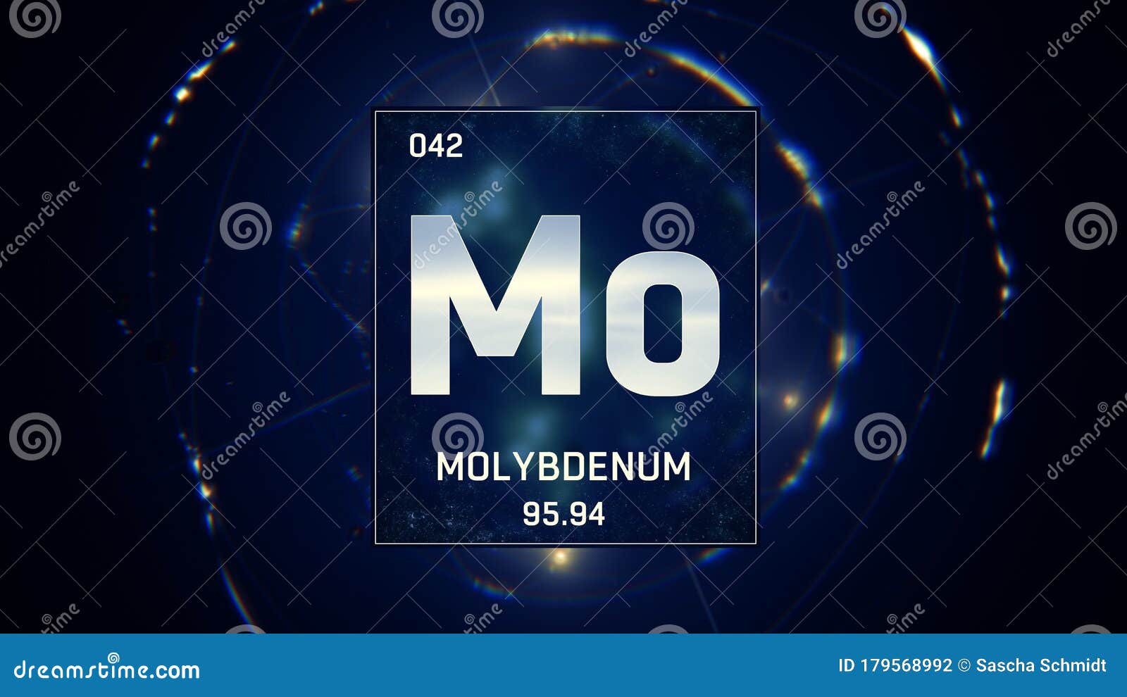 Molybdenum As Element 42 of the Periodic Table 3D Illustration on Blue ...