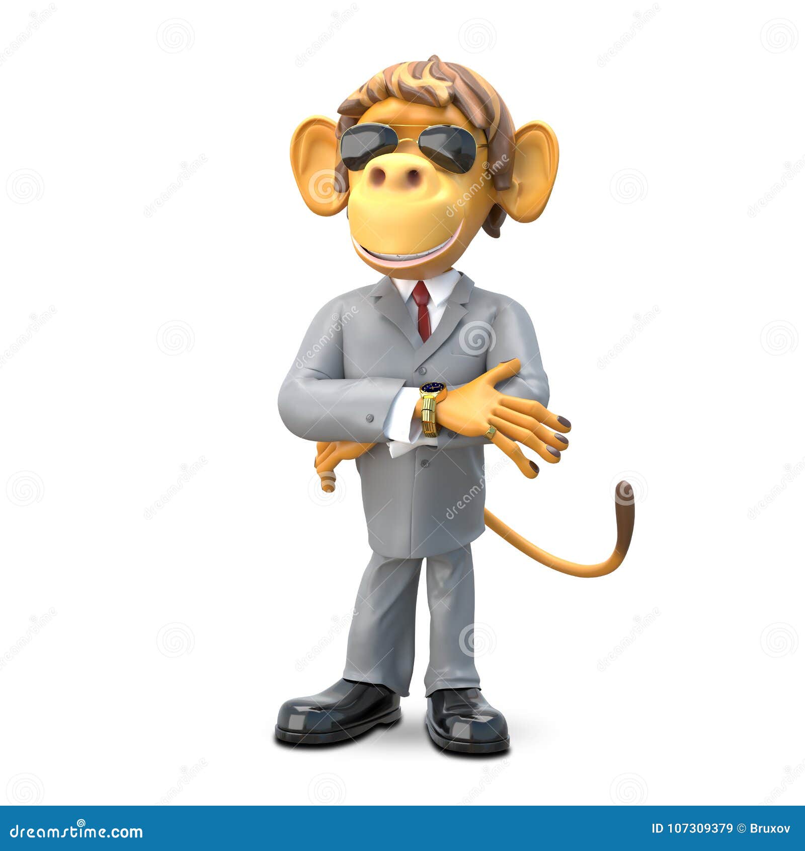3D Illustration Monkey Boss Stock Image - Illustration of drawing ...
