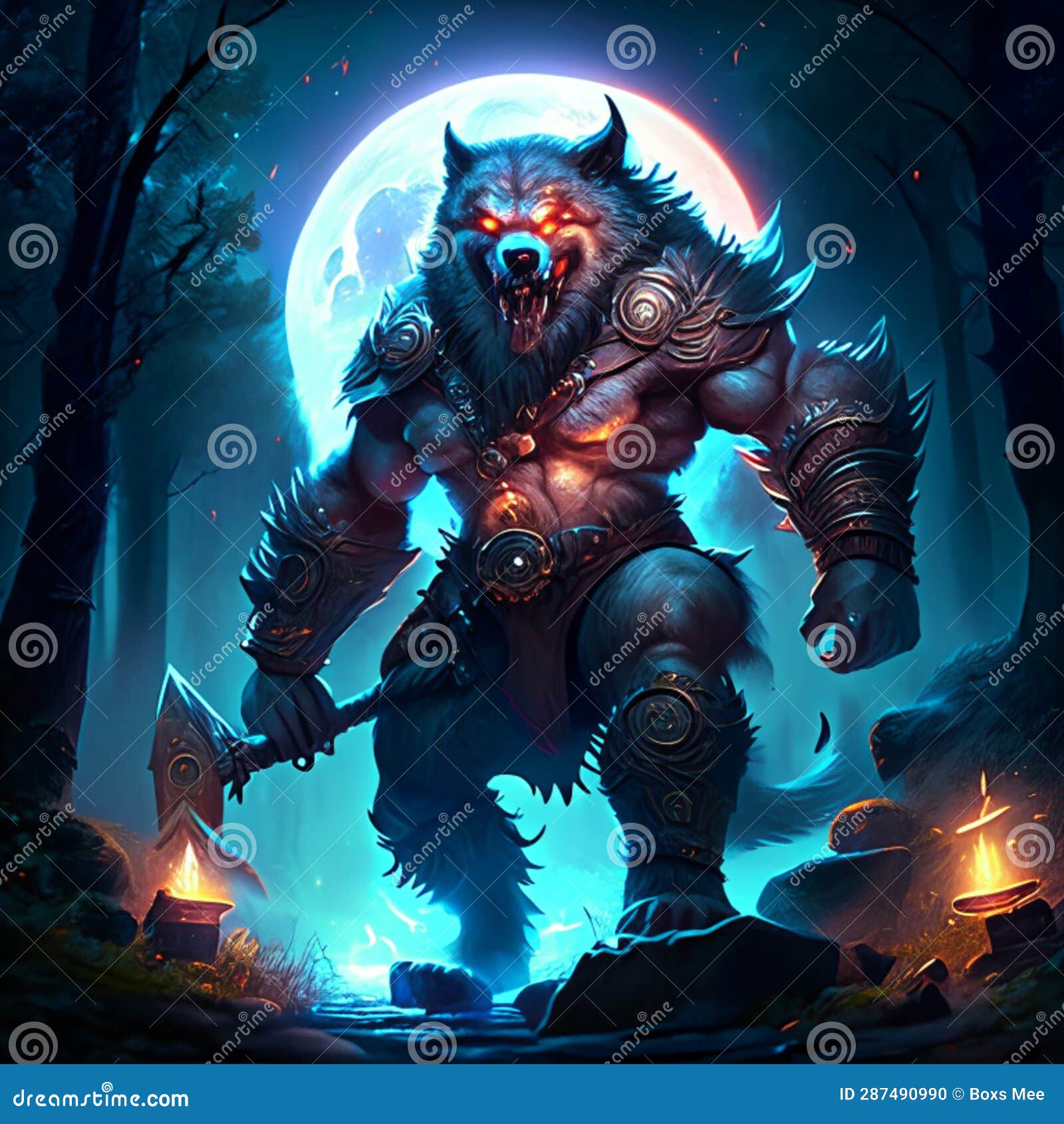 3d Illustration of a Monster in the Dark Forest. 3d Rendering ...