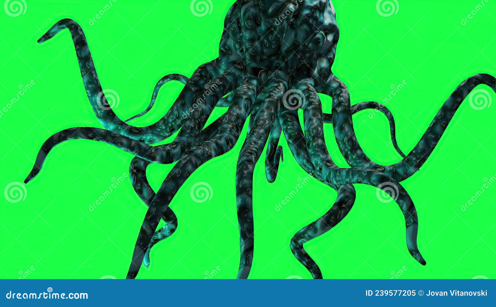 Monster Octopus with Tentacles on Green Screen Stock Illustration ...