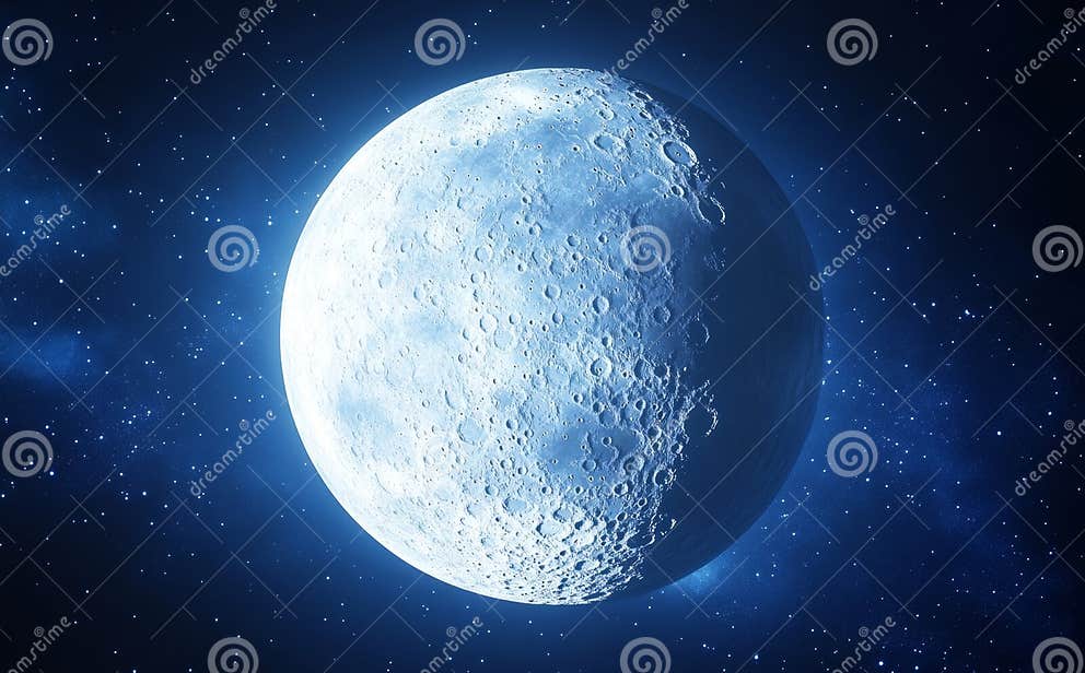 A 3D Illustration of the Moon Based on a NASA Image. the Image Features ...