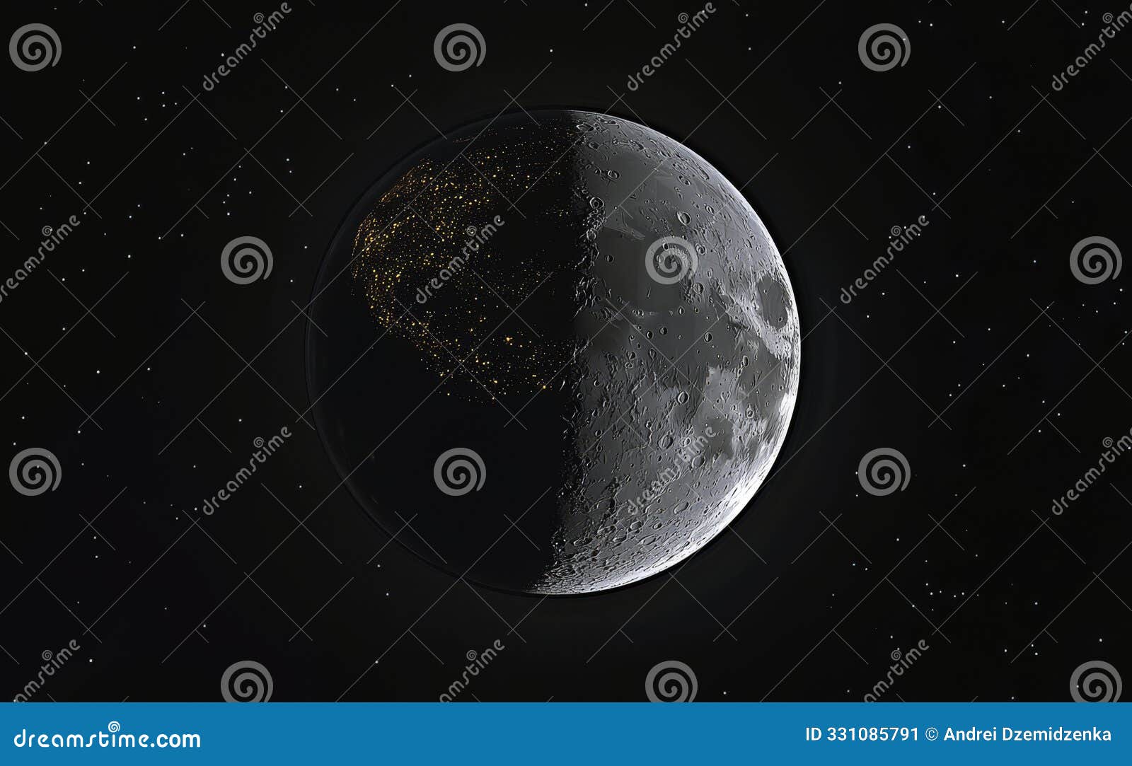 3D Illustration of Moon from Earth Orbit. Artemis Program. 5K Realistic ...