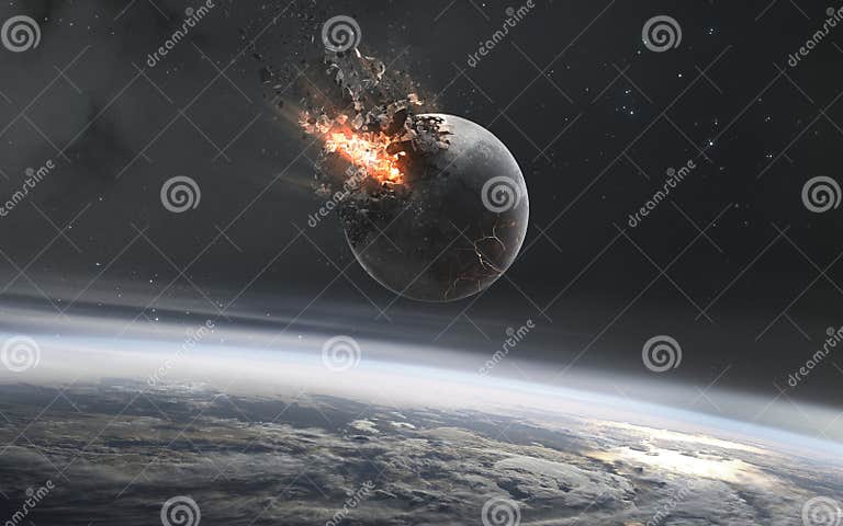 3D Illustration of Moon Exploding Stock Illustration - Illustration of ...