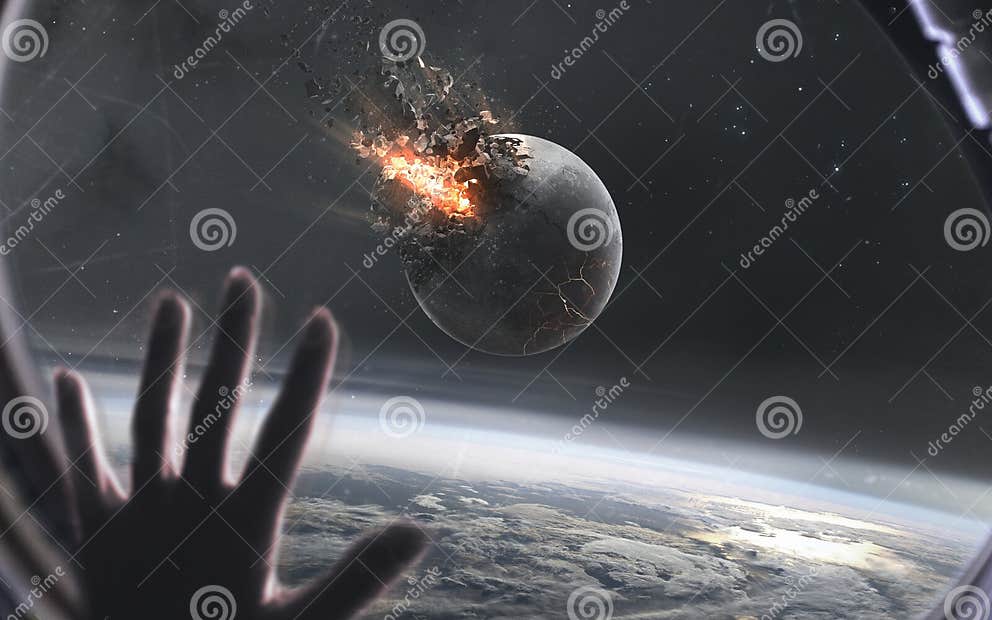 3D Illustration of Moon Exploding Stock Illustration - Illustration of ...