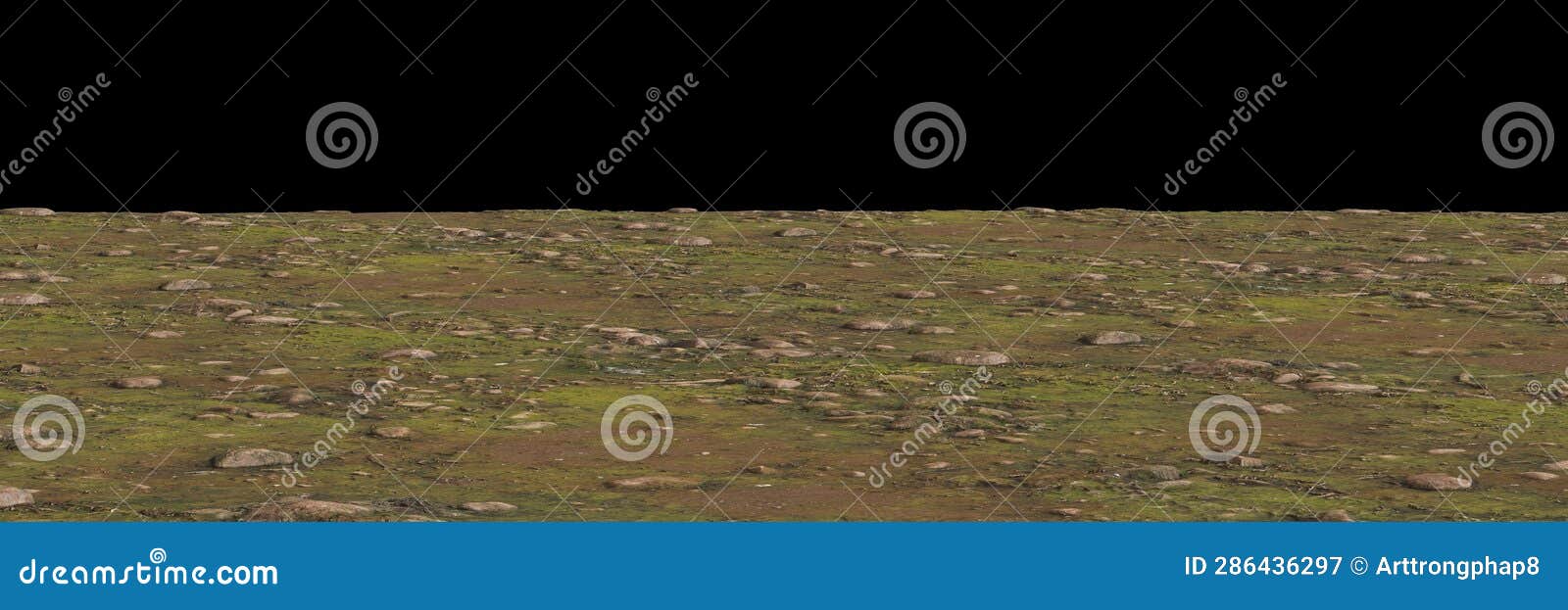 3d Illustration of Moss Covered Gravel, Ground Material Perspective ...