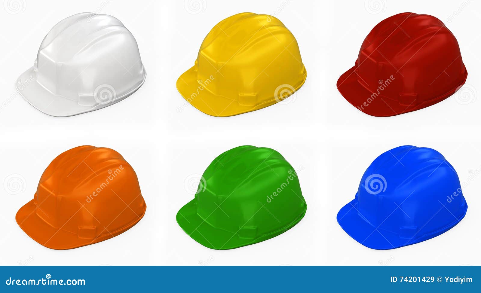 3D Illustration Multi Colour of Construction Helmet. Stock Illustration ...