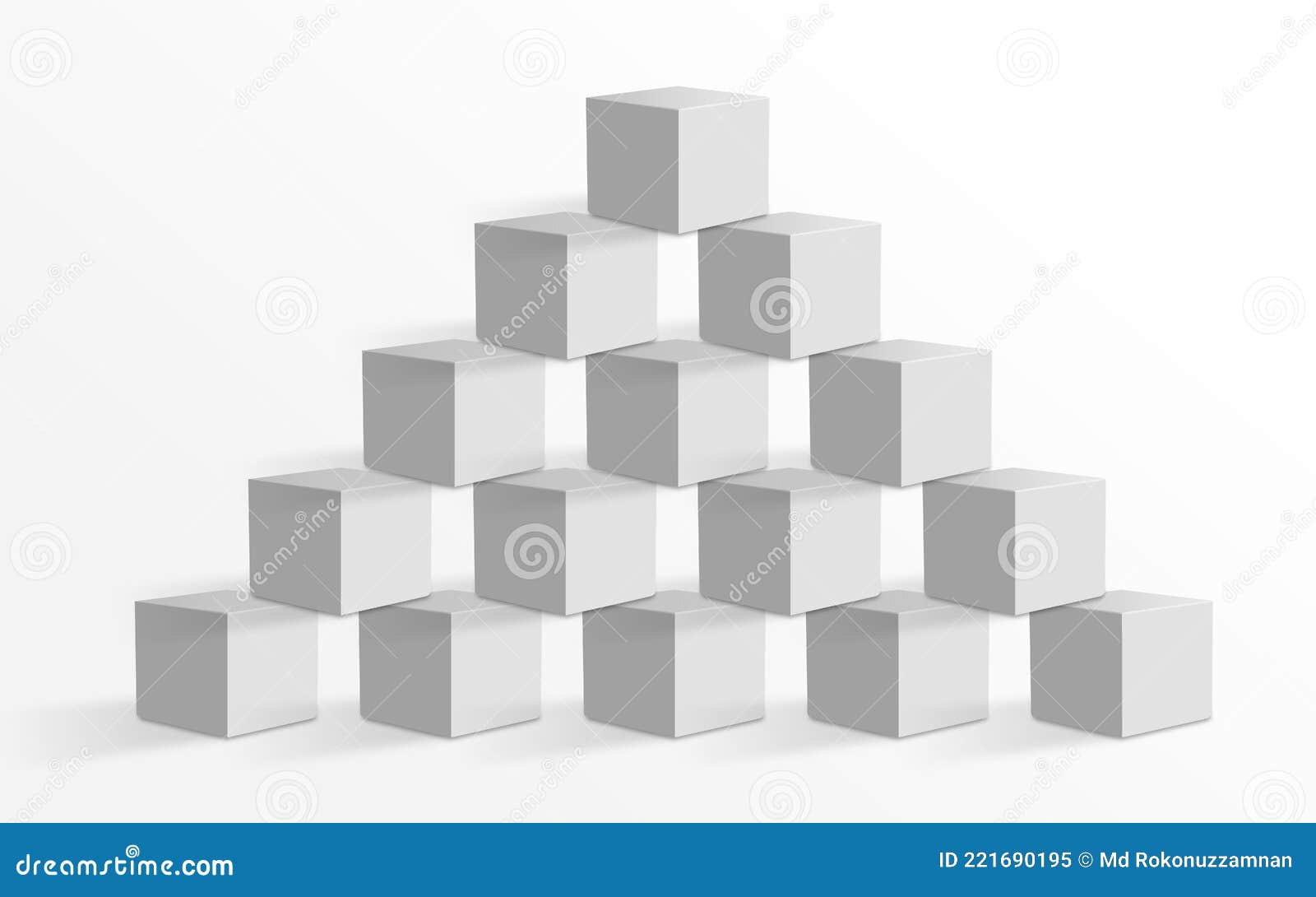 3d Illustration Multi Cube Pyramids on White Background with Shadow ...