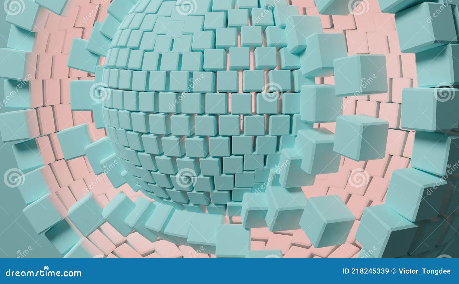 3D Illustration of Multiple Cubes Forming a Sphere with a Source of ...