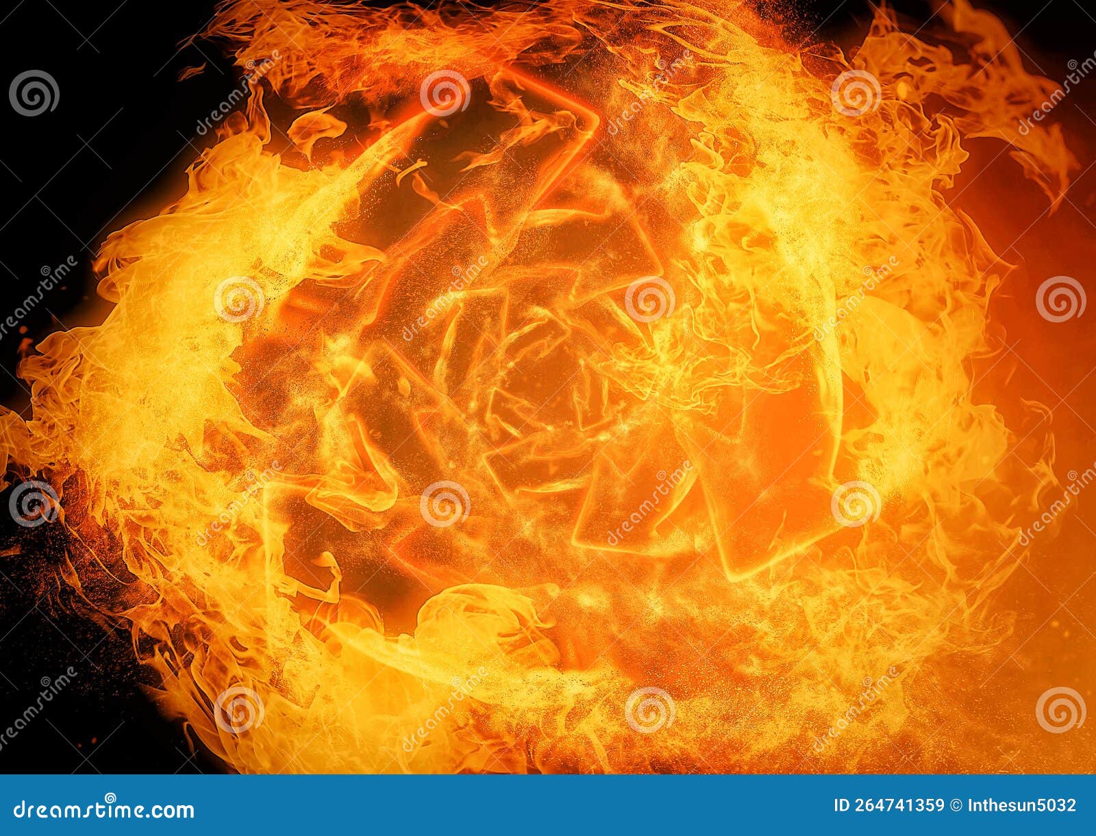 3d Illustration of Multiple Flame Arrows Swirling Stock Illustration ...